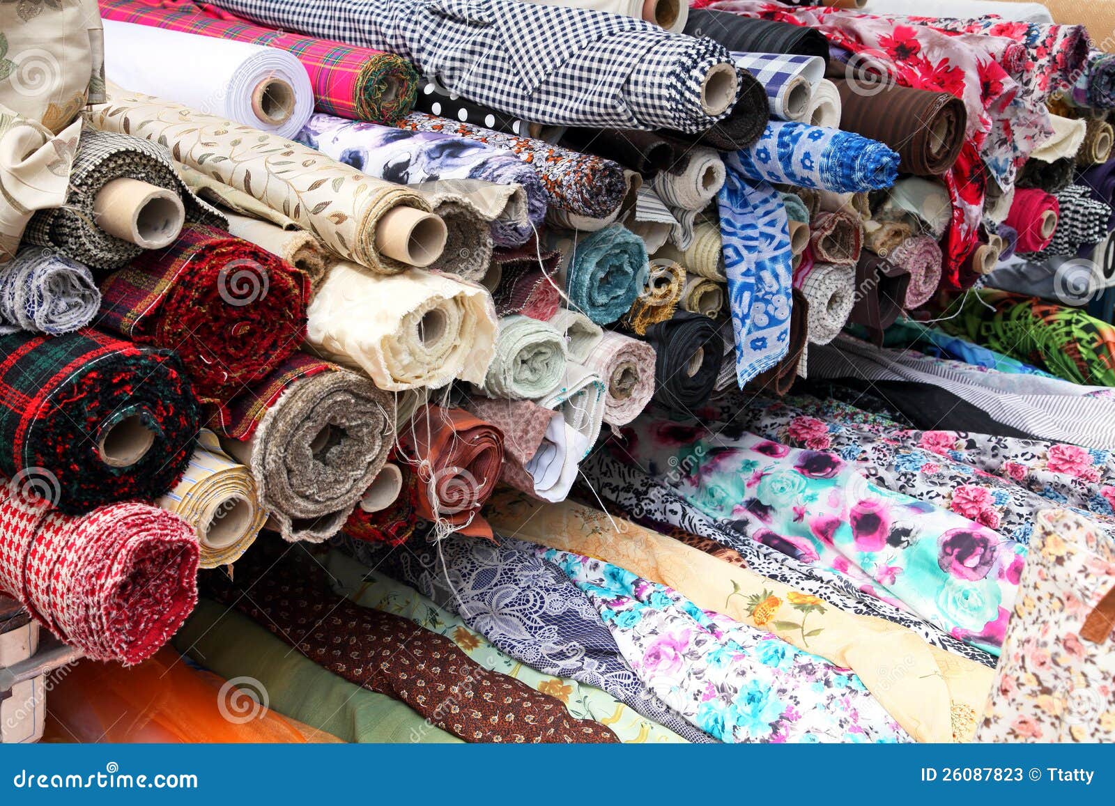 Textile tubes stock image. Image of pile, market, colourful - 26087823
