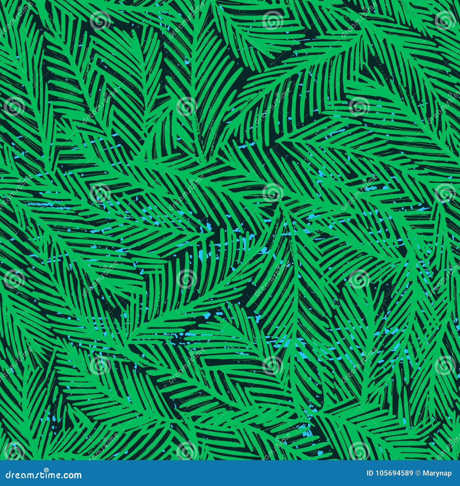 Ink Hand Drawn Seamless Pattern with Fir Tree Branches Stock Vector ...