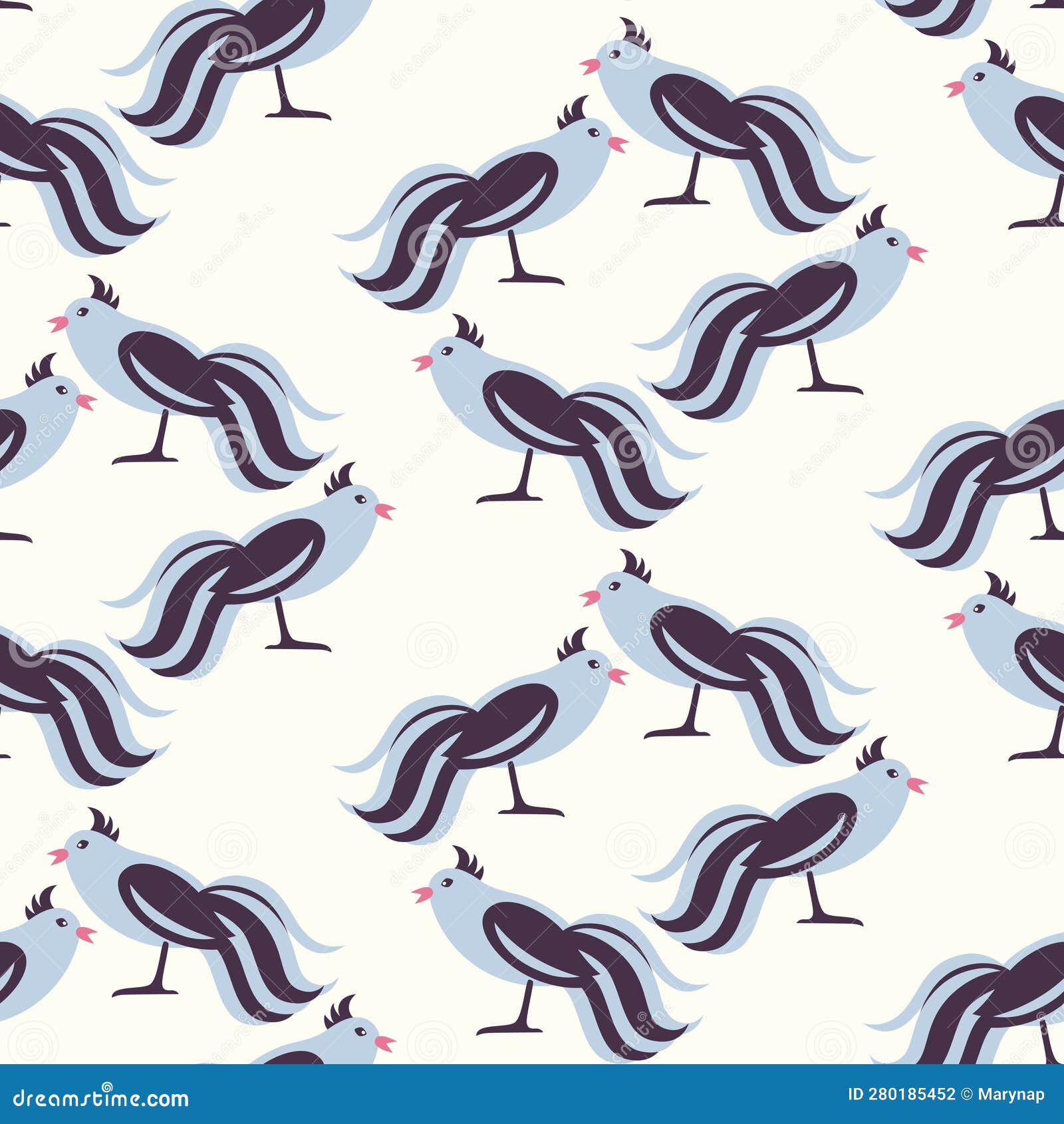 Seamless Vector Pattern with Birds Which Fold into an Intersecting ...