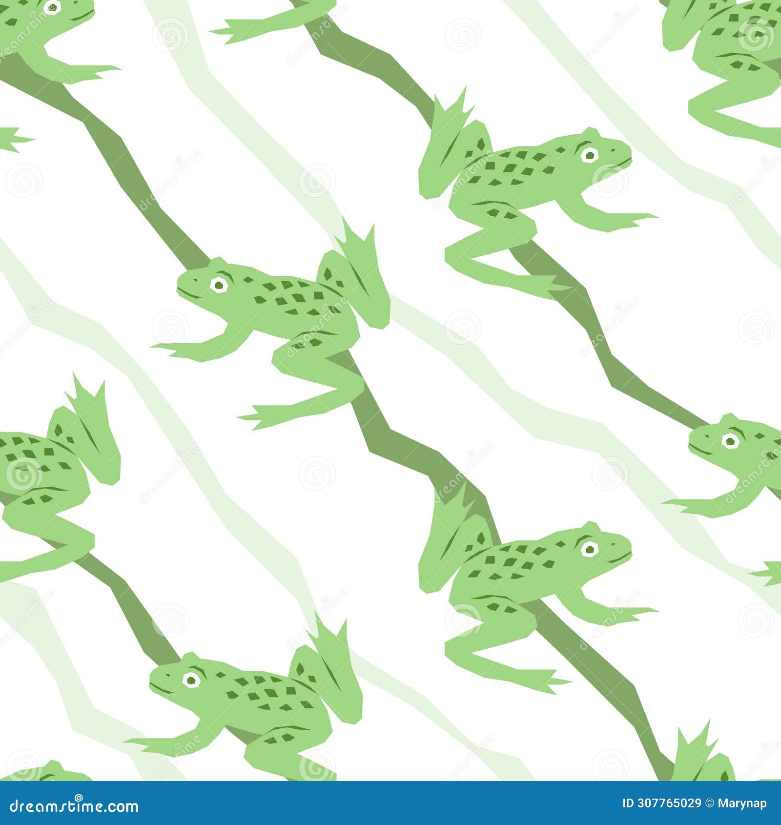Vector Seamless Pattern with Jumping Frogs on a White Striped ...