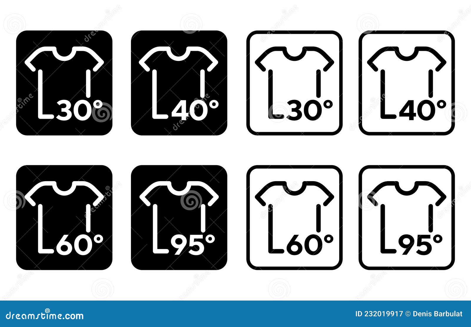 Textile and Washing Machine Temperature Guide for Laundry Stock Vector ...