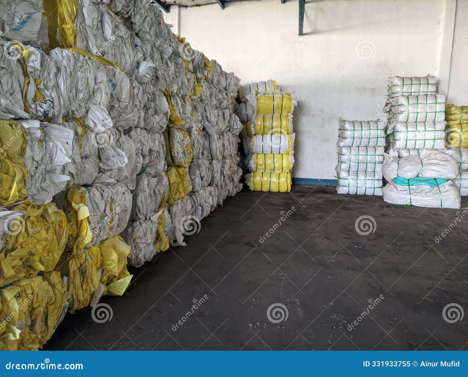 Textile Waste Plastic Bags Ready To Be Sold and Reprocessed Stock Image ...