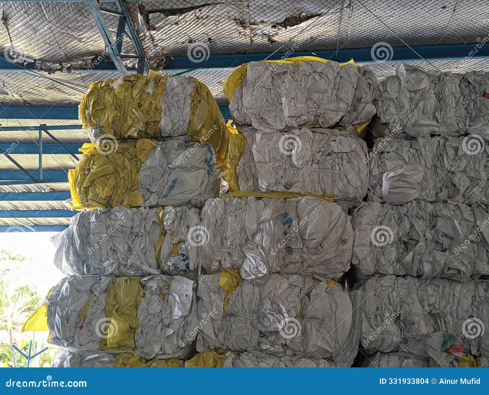 Textile Waste Plastic Bags Ready To Be Sold and Reprocessed Stock Photo ...