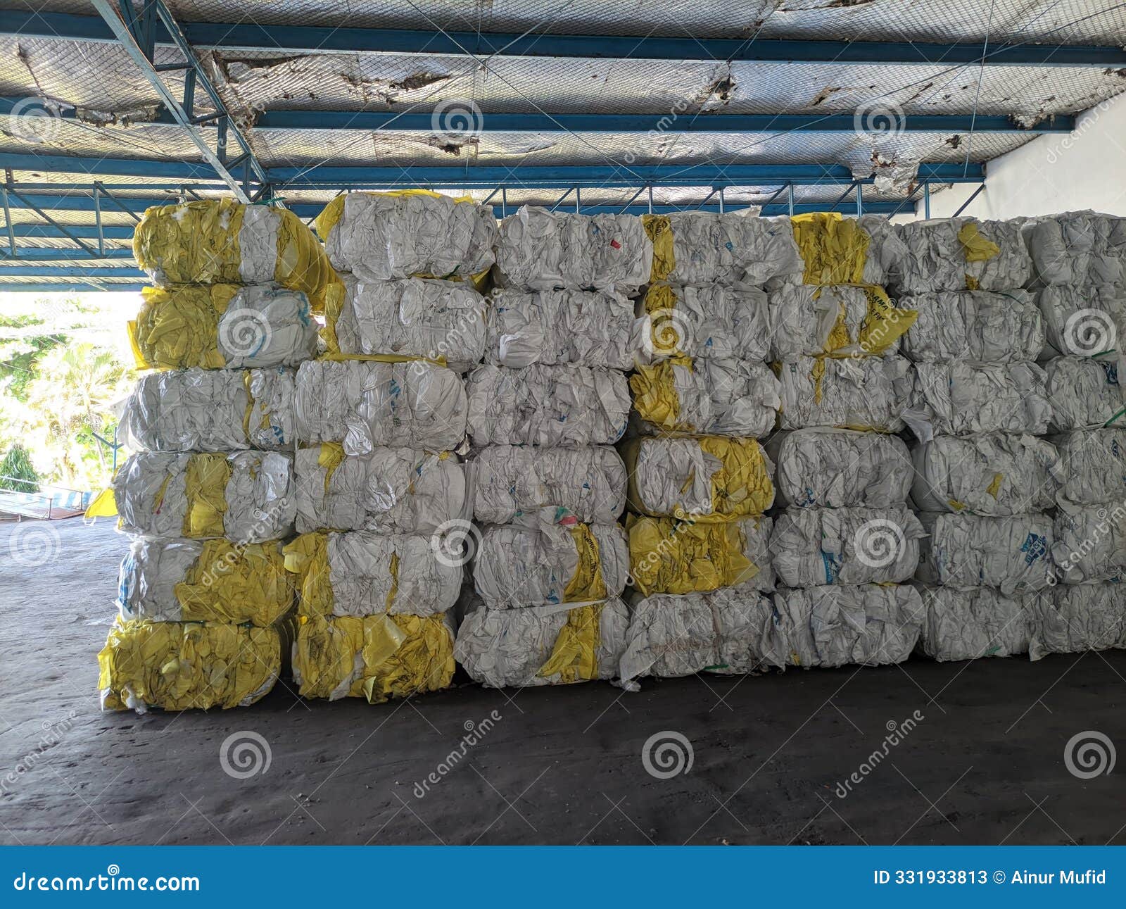 Textile Waste Plastic Bags Ready To Be Sold and Reprocessed Stock Image ...