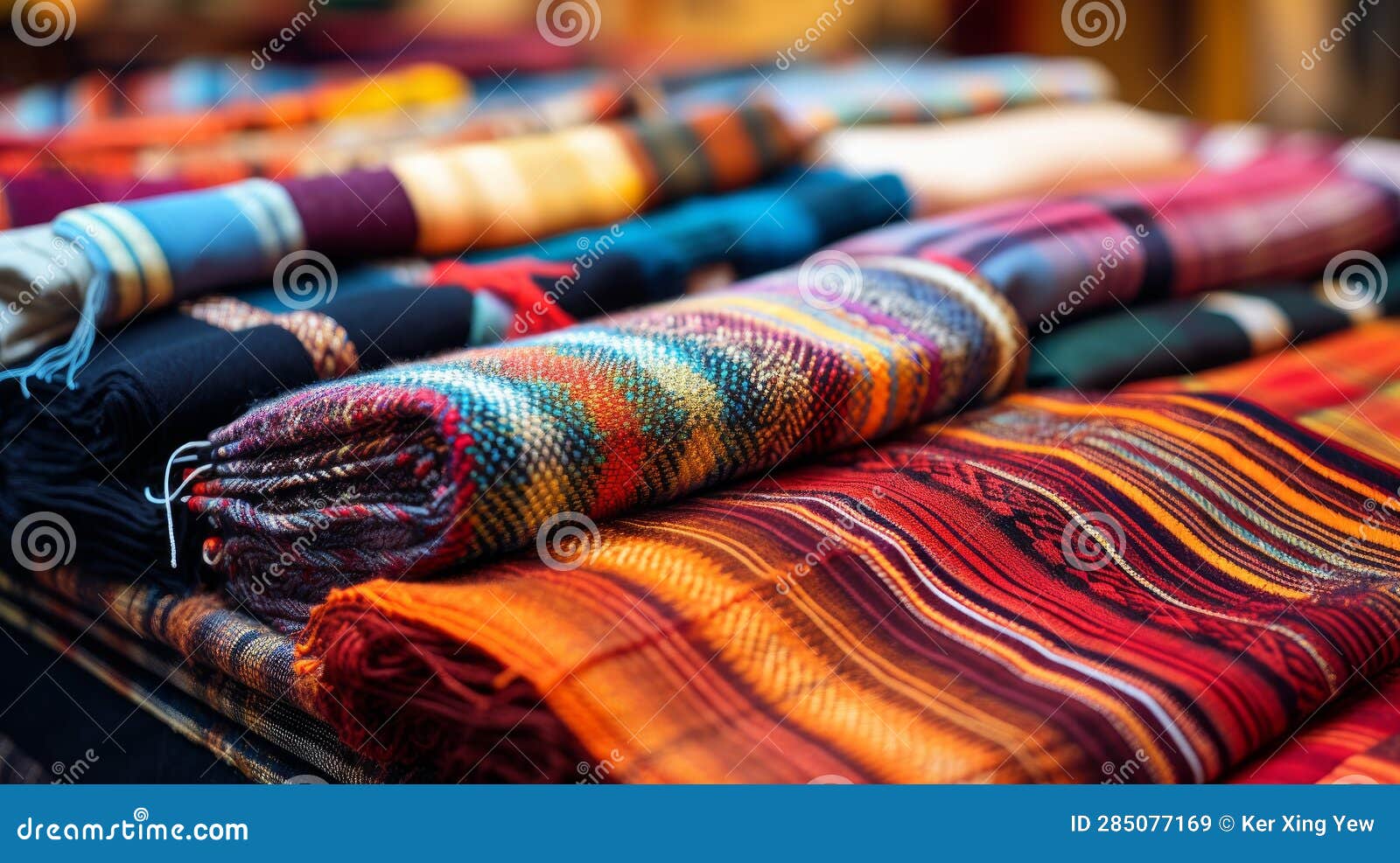 Textile Weaving Showcasing Traditional Patterns and Colors Stock ...