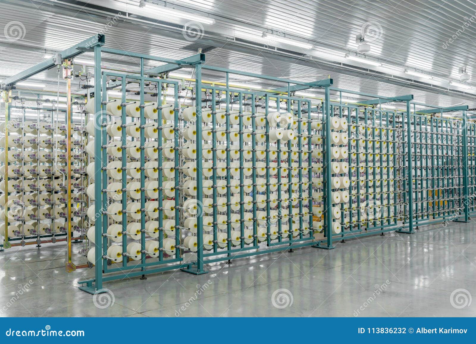 Textile Yarn Processing Shop Stock Photo - Image of material, cone ...