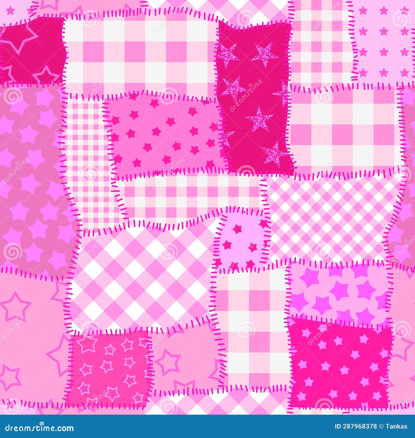 Textille Patchwork Pattern. Pink Pattern in Barbie Style. Seamless ...