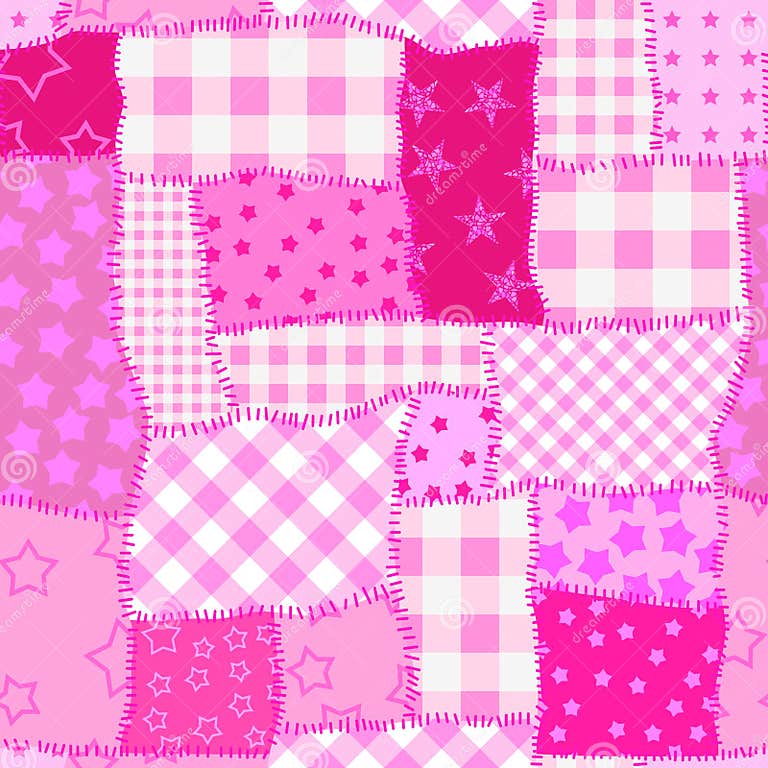 Textille Patchwork Pattern. Pink Pattern in Barbie Style. Seamless ...