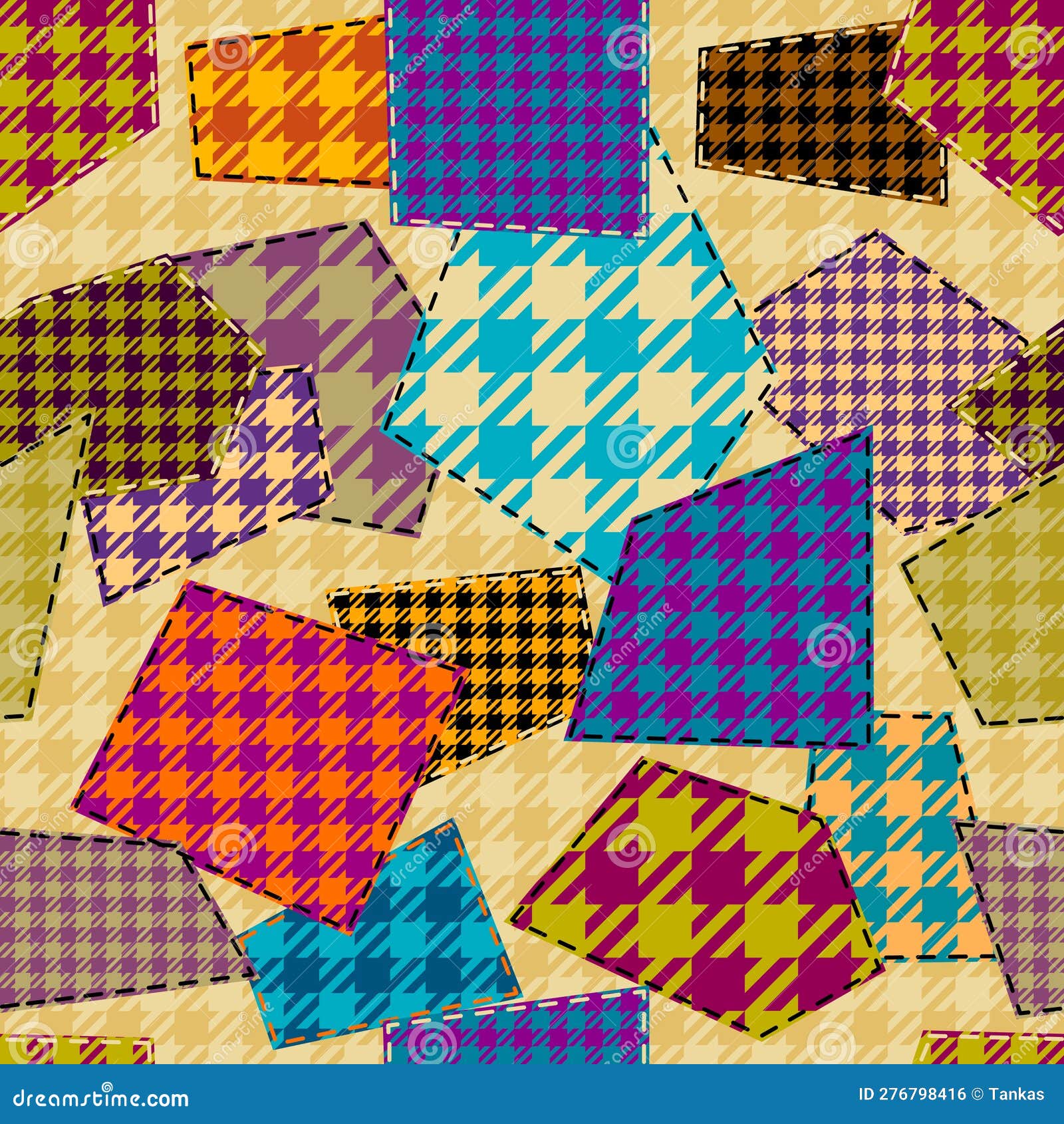 Textille Patchwork Pattern. Seamless Vector Image. Gingham Plaid ...