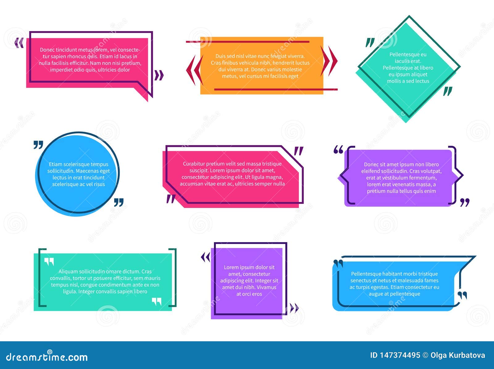 Texting Boxes. Colored Quote Box Speech Bubble Template Text Note ...