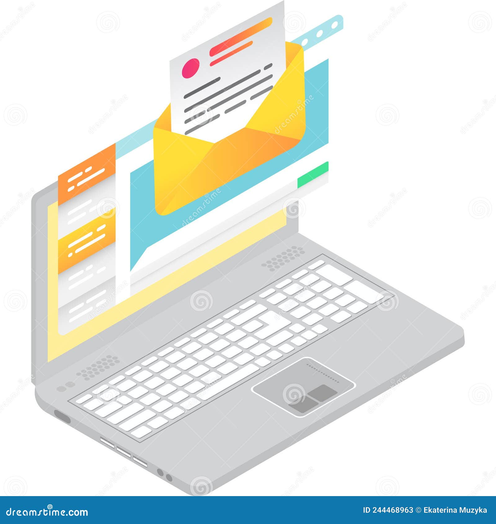 Texting Email on Laptop Computer Vector Icon Stock Vector ...