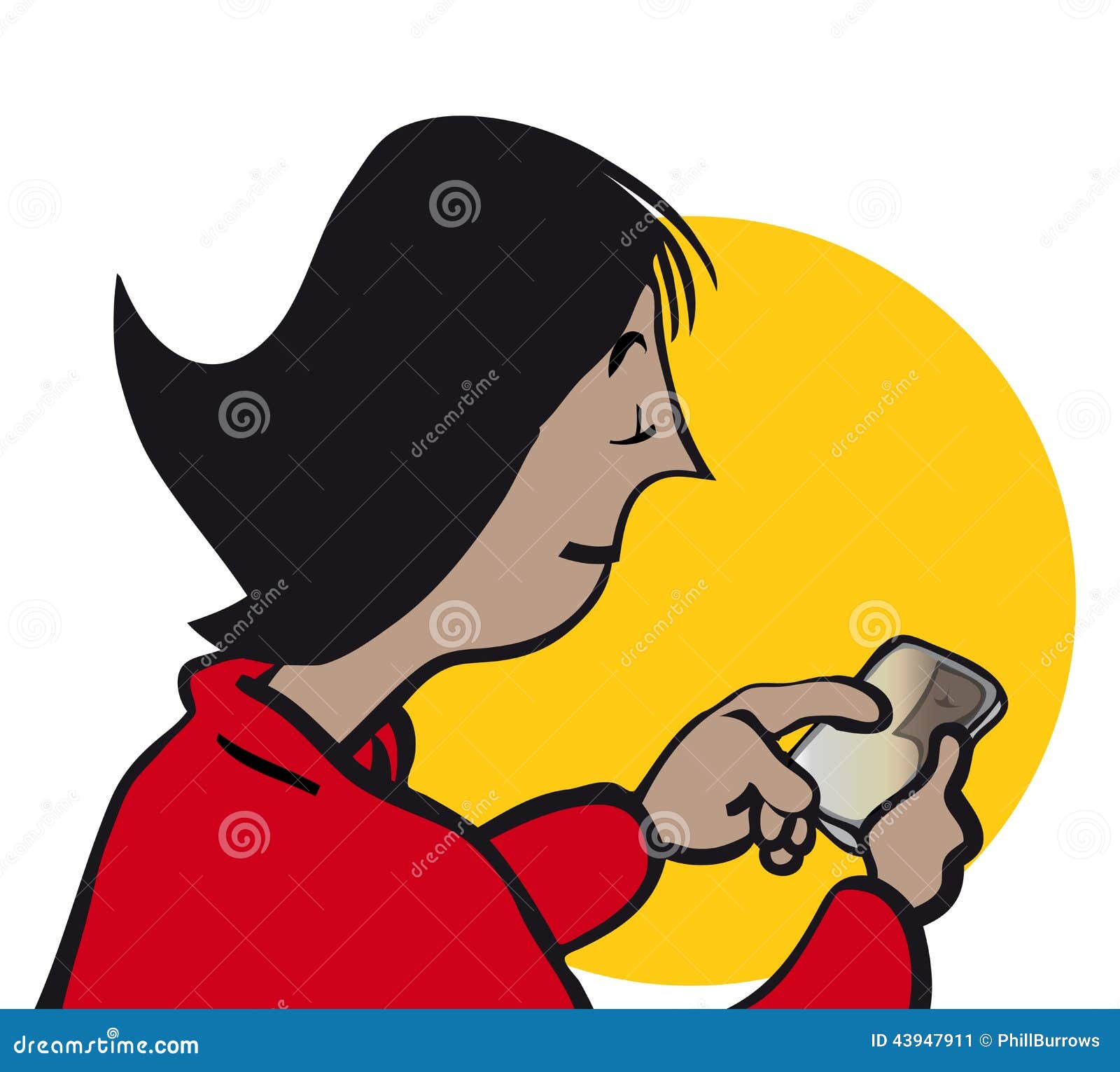 Texting Woman Silhouette Cartoon Vector | CartoonDealer.com #22004741