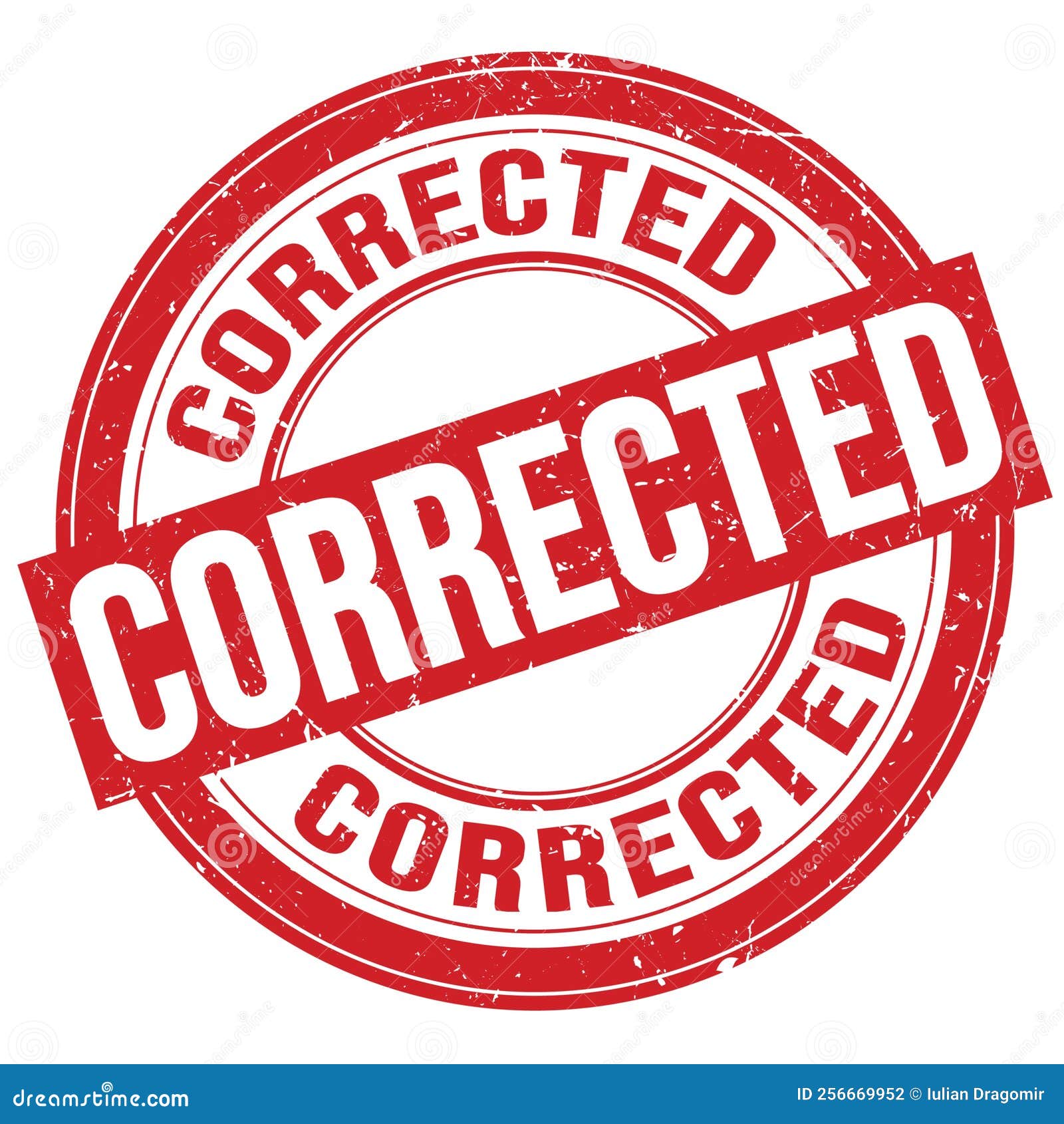 Texto Corrigido Escrito No Sinal Vermelho Circular Ilustração Stock ...