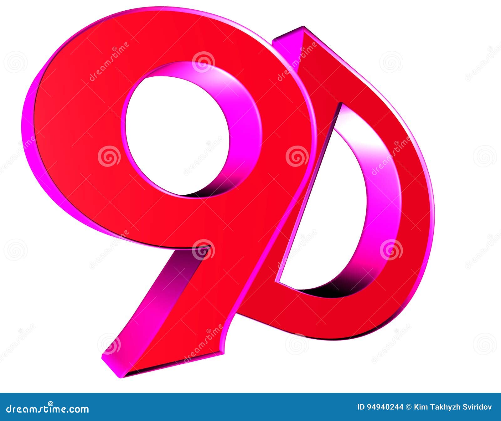 Texto 9d En El Fondo Blanco Stock de ilustración - Ilustración de ...