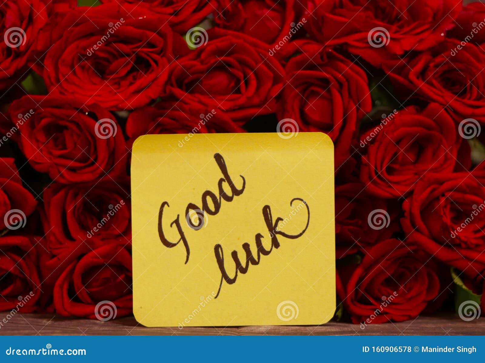 Texto Da Boa Sorte Com Rosas Vermelhas Em Um Monte Como Pano De Fundo ...