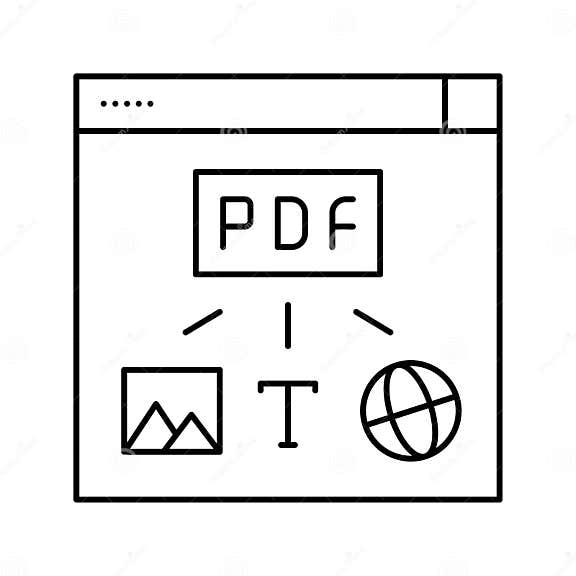 Texto De Imagen Y Página De Sitio Web A Imagen Vectorial De Línea De Archivo Pdf Ilustración Del