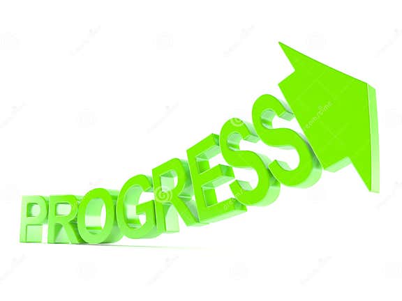 Texto Del Progreso Con La Flecha Verde Stock de ilustración ...