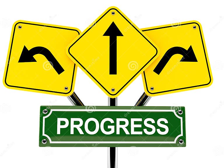 Texto Do Progresso Com Sinais De Estrada Ilustração Stock - Ilustração ...