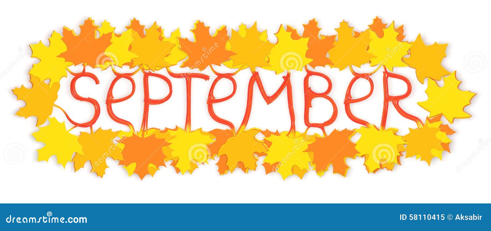 Texto E Folhas De Bordo De Setembro Ilustração Stock - Ilustração de ...
