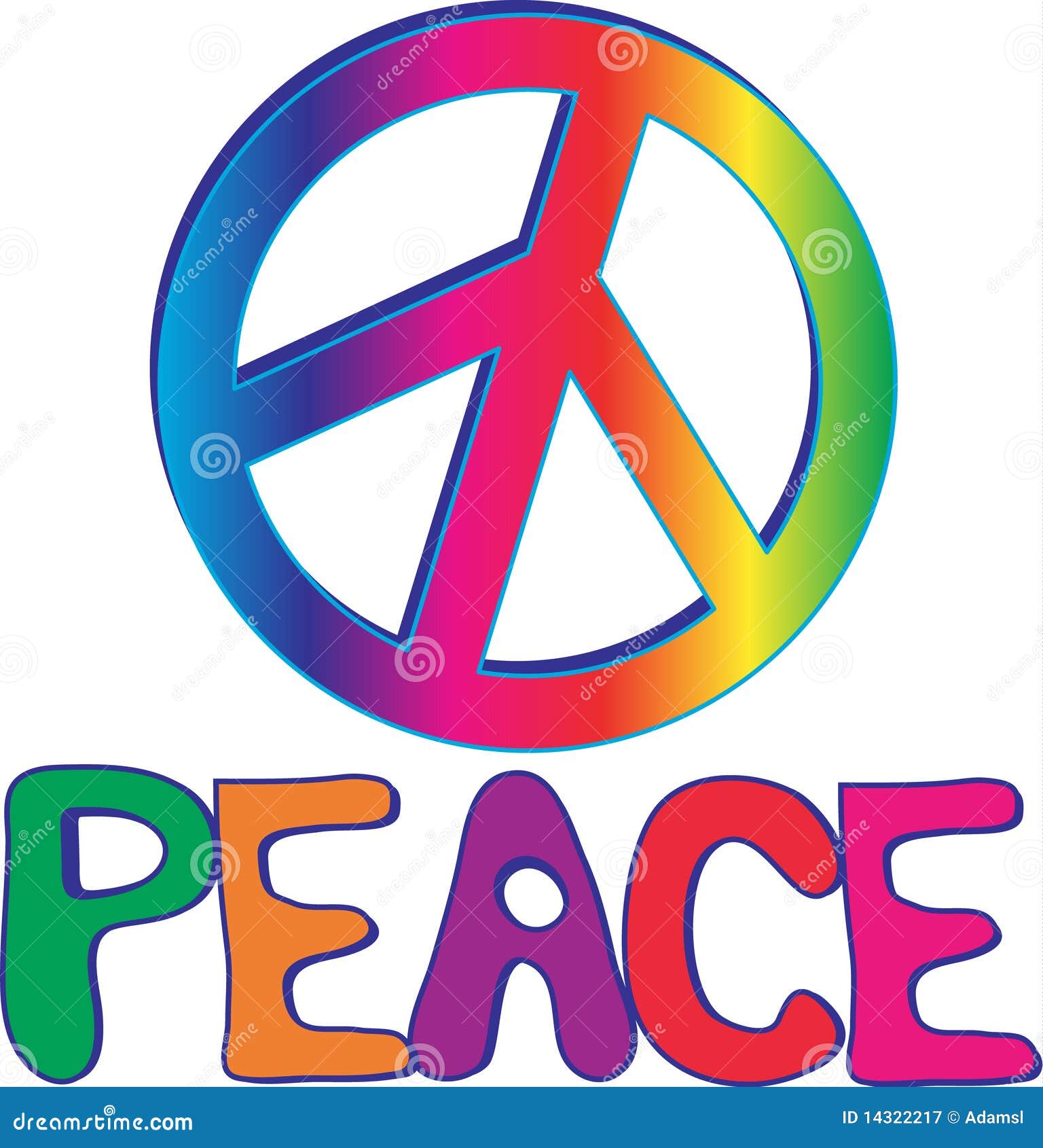 Texto e sinal da PAZ ilustração do vetor. Ilustração de colorido - 14322217