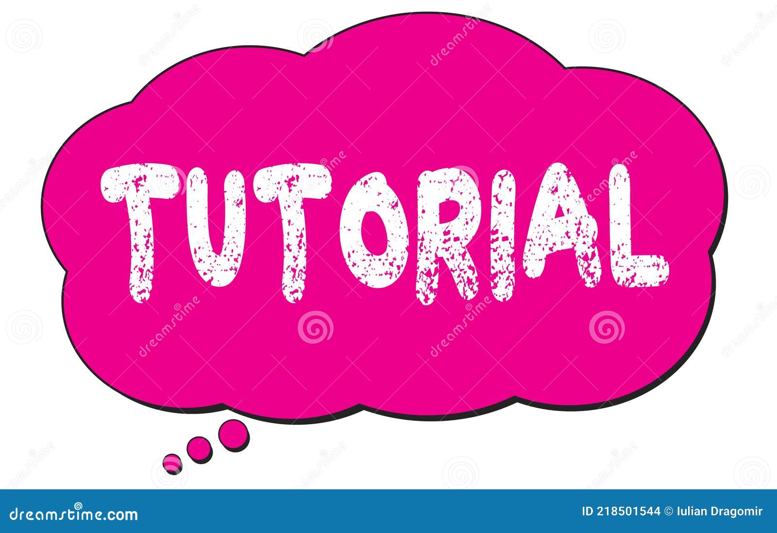 Texto Tutorial Escrito En Una Burbuja De Nube Rosa Stock de ilustración ...