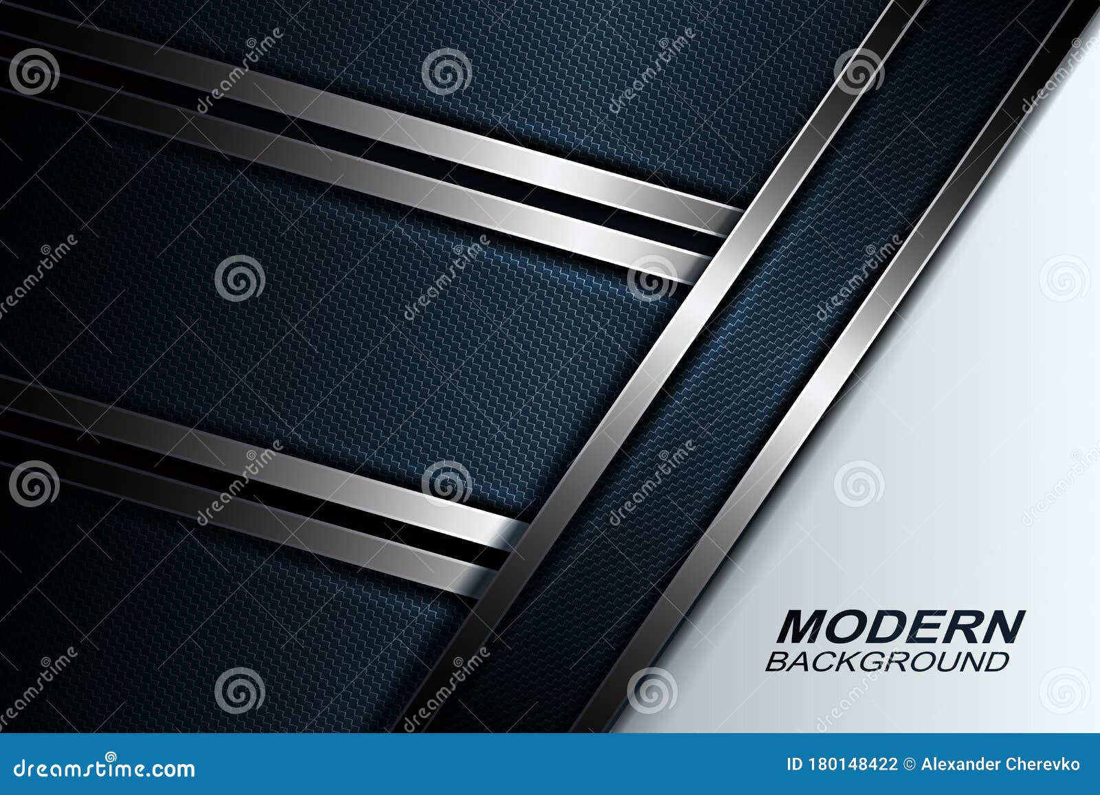 Textural Blue Background with a White Corner and Stripes of Metallic ...