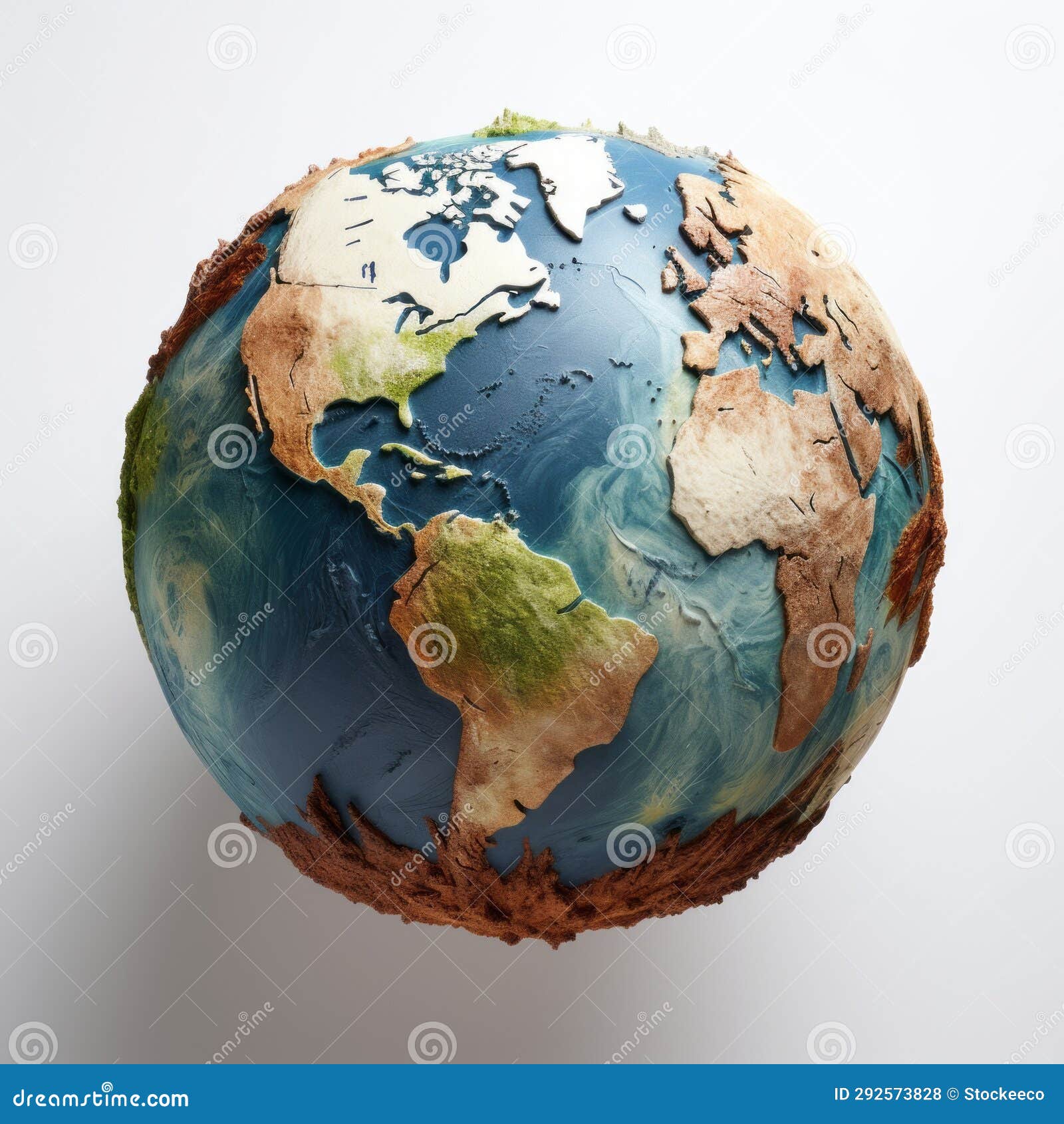 Textural Explorations: Earth Model on Colored Background with Isometric ...