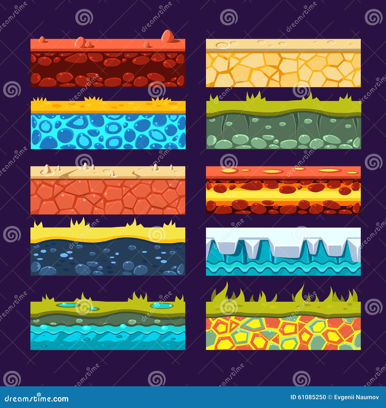 Texturas Para Los Juegos Plataforma, Sistema Del Vector Ilustración del ...