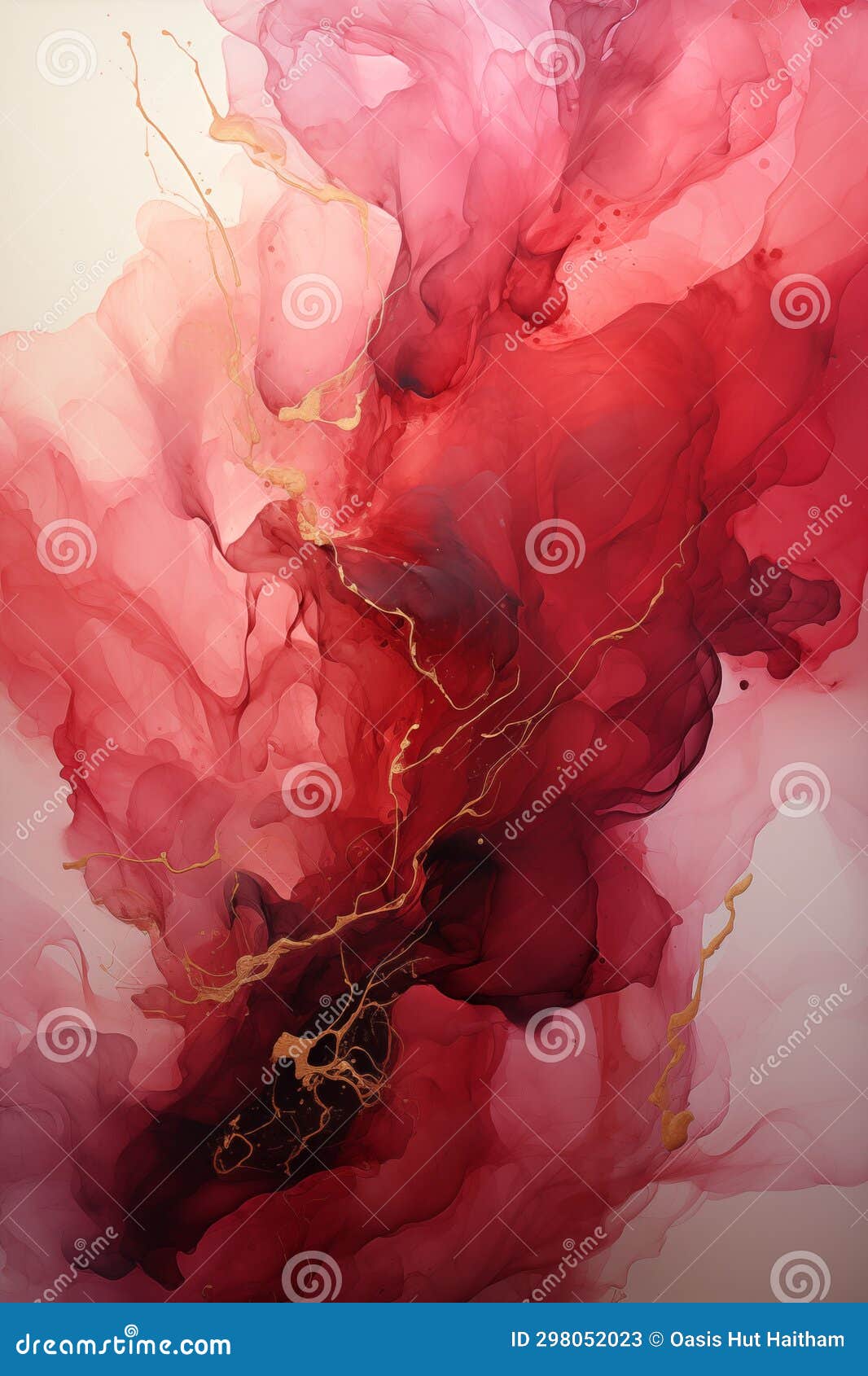 Texture Abstract Red Deep Red Fire Red Transparent and Gold Nature Ink ...