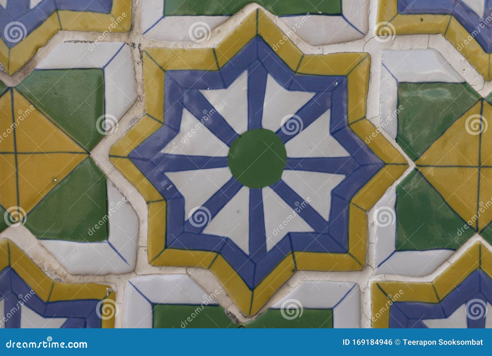 Texture of Ancient Ceramic Tile Decorated with Thai Art Stock Photo ...