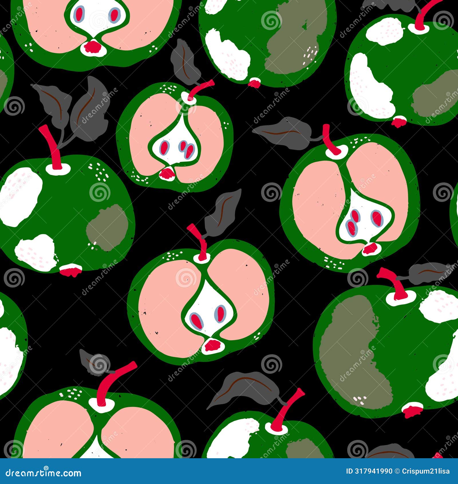 Texture Apples. Cartoon Style. Hand Drawn Elements Stock Vector ...