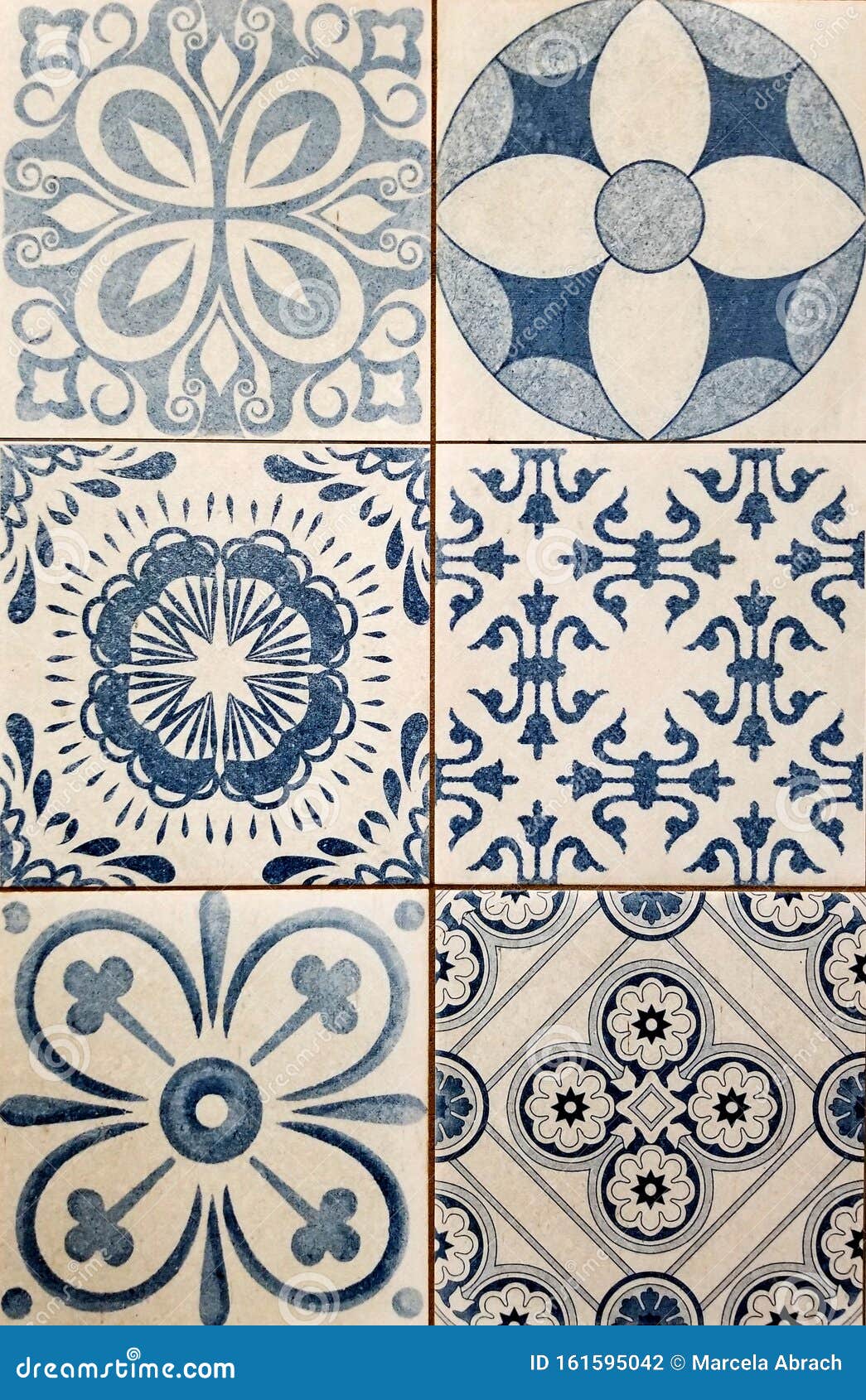 Texture - Array of Mediterranean Style Square Tiles in White and Blue ...