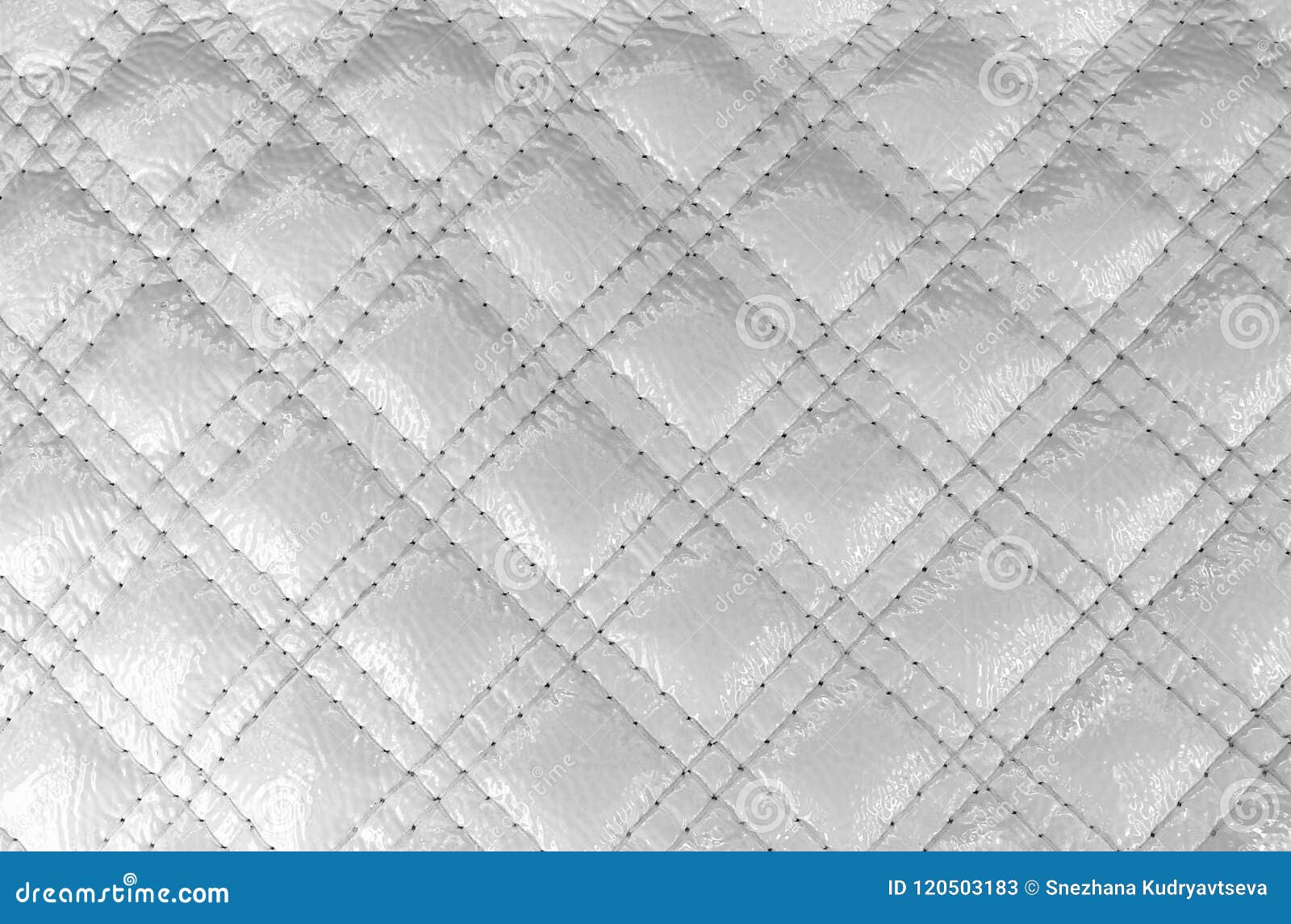 Texture Artificial Leather White Diamond with Stitched Stitch Stock ...