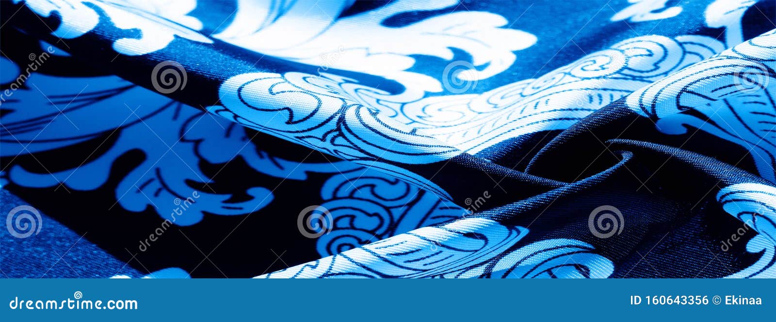 Texture, Background, Black Silk Fabric with a Monogram Pattern ...