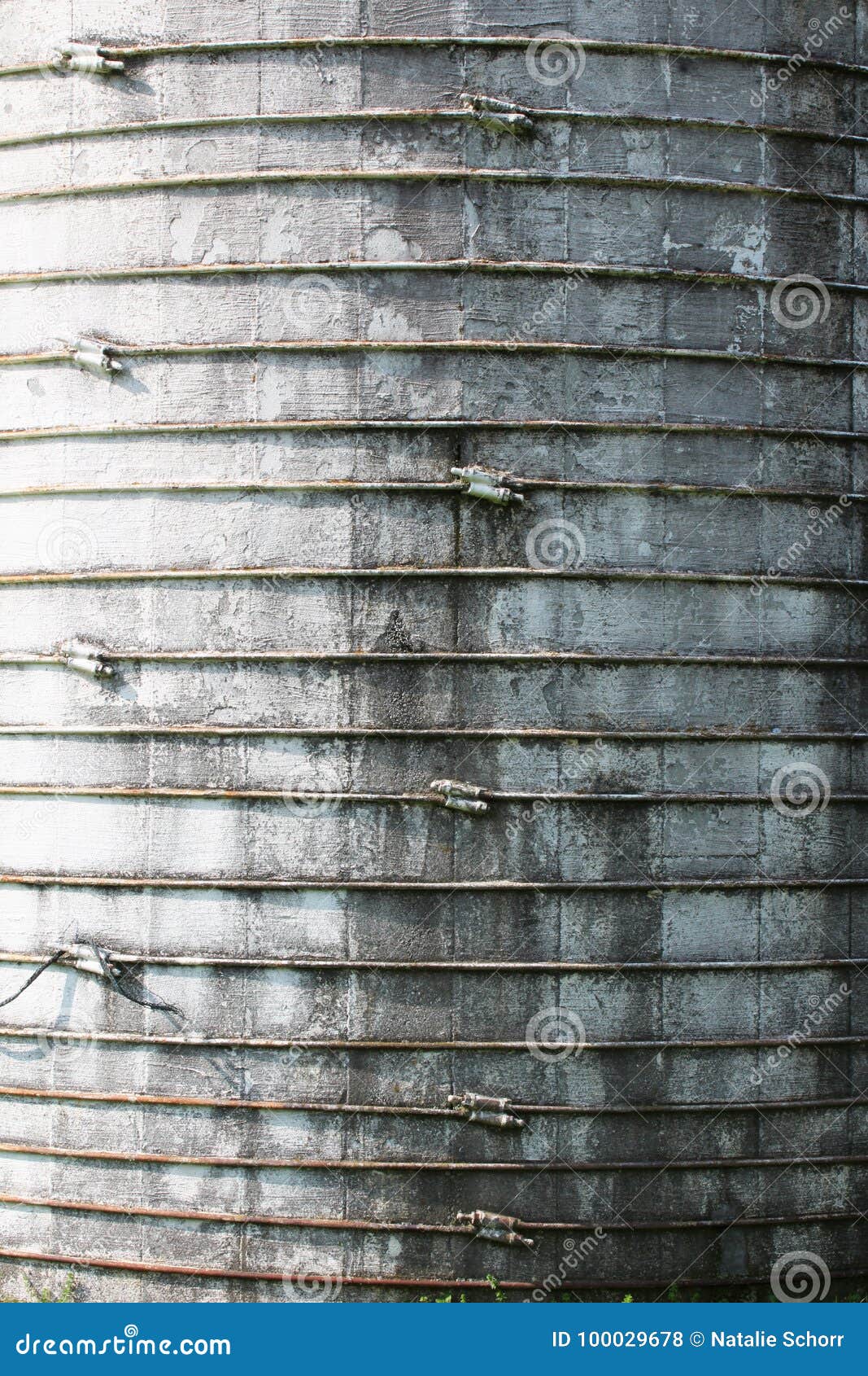 Texture Background of Concrete Silo with Metal Strapping Stock Photo ...