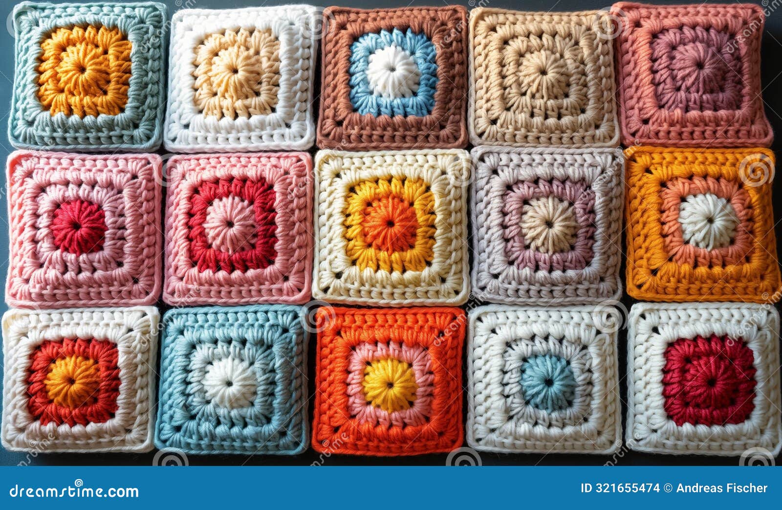 Texture Background from a Crochet Granny Square Pattern. Stock Photo ...