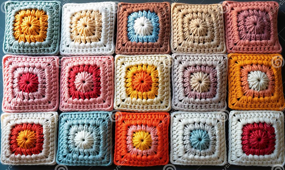 Texture Background from a Crochet Granny Square Pattern. Stock Photo ...