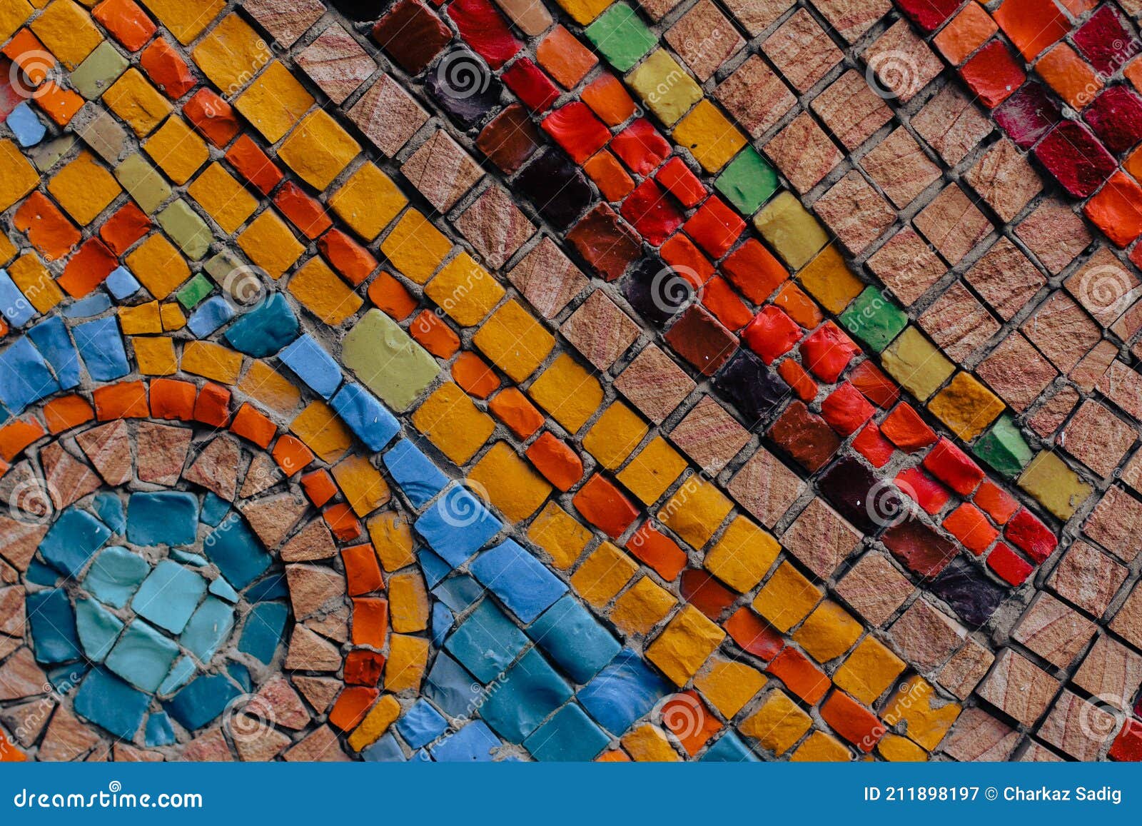 Texture Background of Mosaic Multi Colored Stones on the Wall. Stock ...
