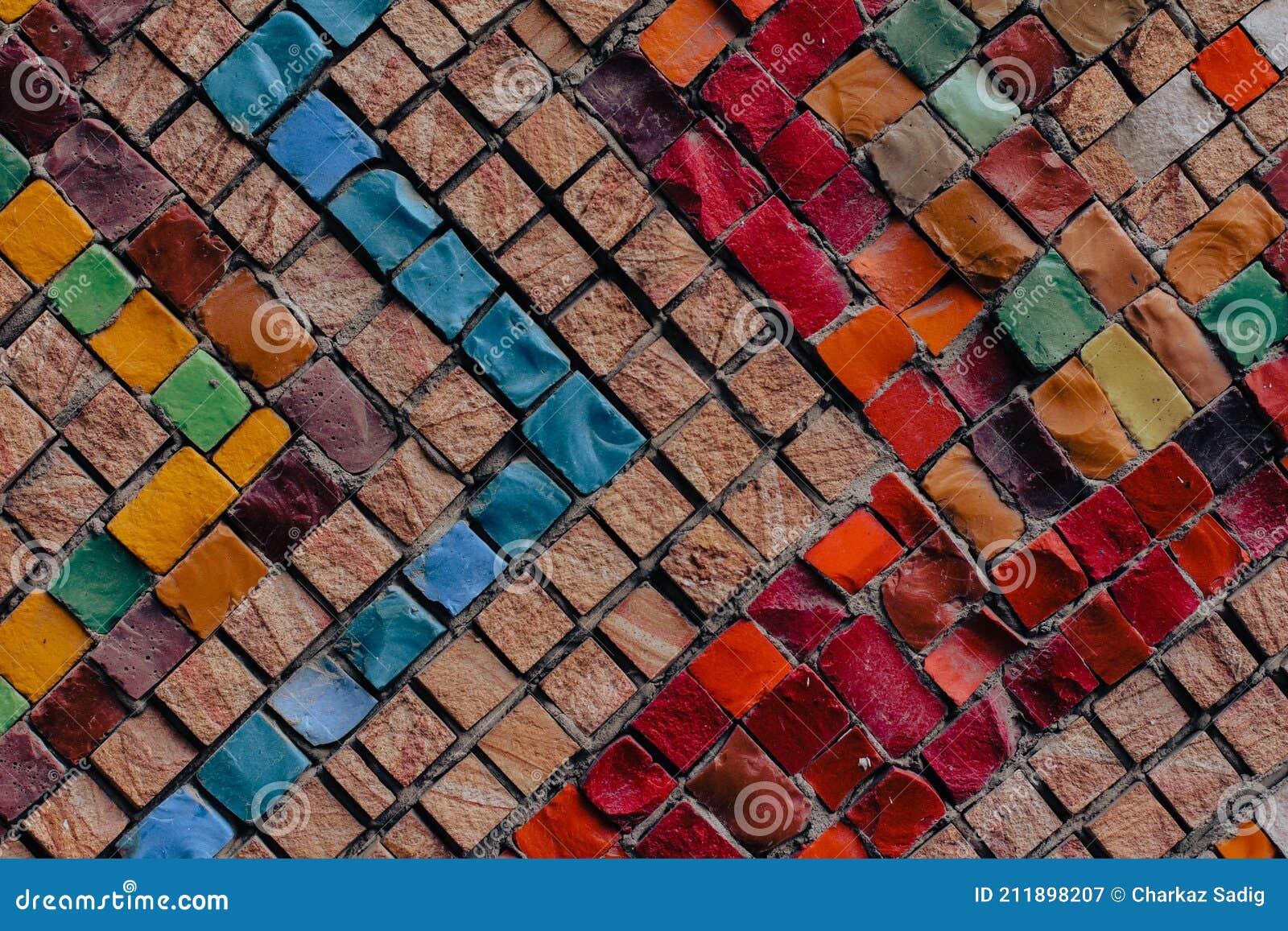 Texture Background of Mosaic Multi Colored Stones on the Wall. Stock ...