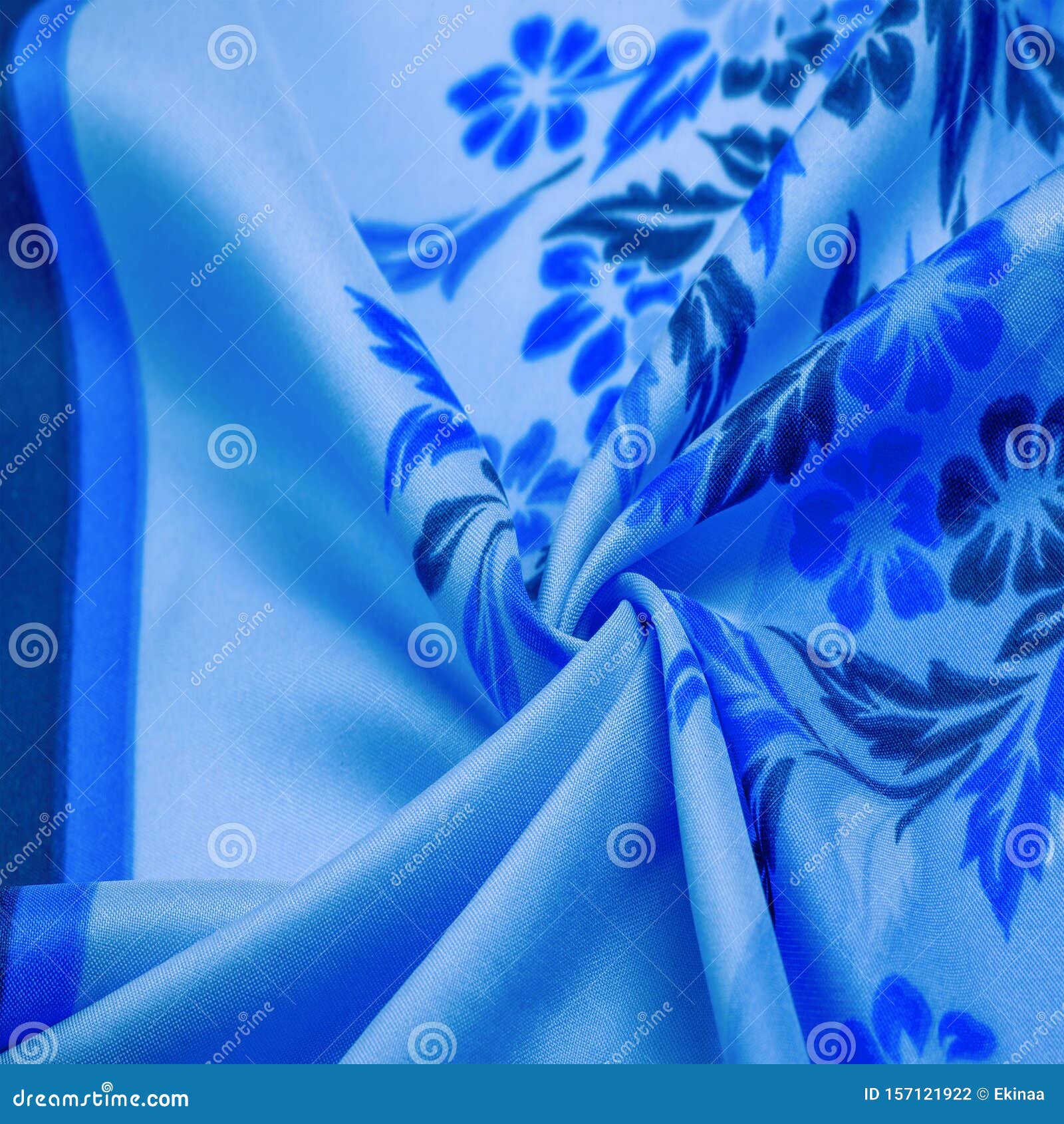 Texture, Background, Pattern, Delicate Blue Silk with Floral Print ...