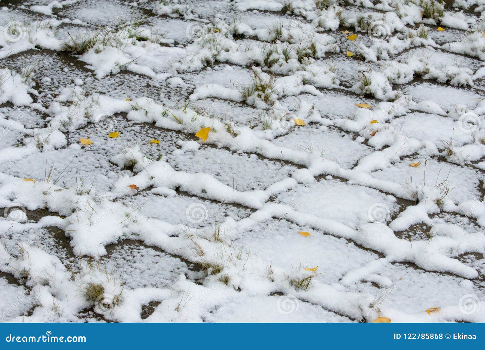 Texture, Background, Pattern. the First Snow on the Pavement Stock ...