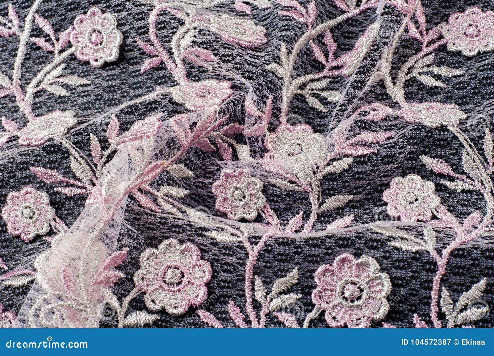 Texture, Background, Pattern. Pink Lace Decorated with Flowers O Stock ...