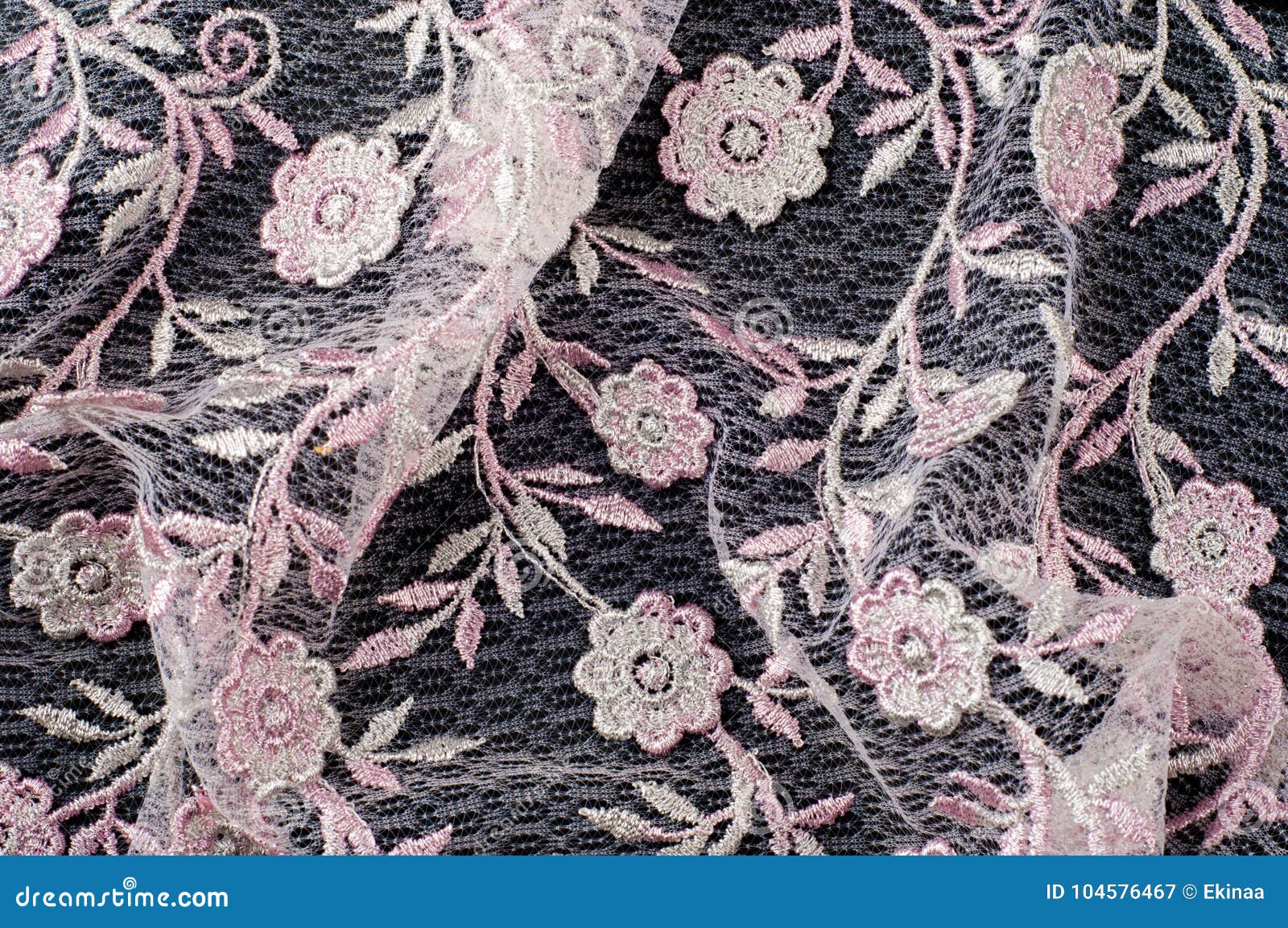 Texture, Background, Pattern. Pink Lace Decorated with Flowers O Stock ...