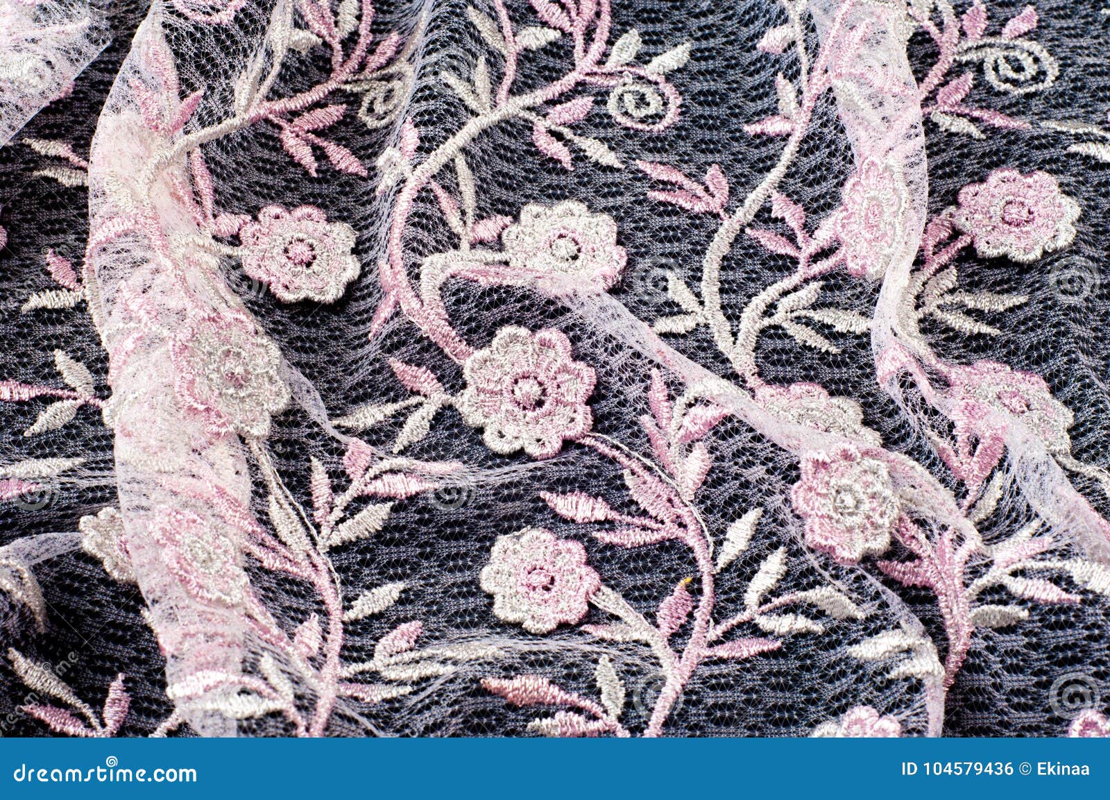 Texture, Background, Pattern. Pink Lace Decorated with Flowers O Stock ...