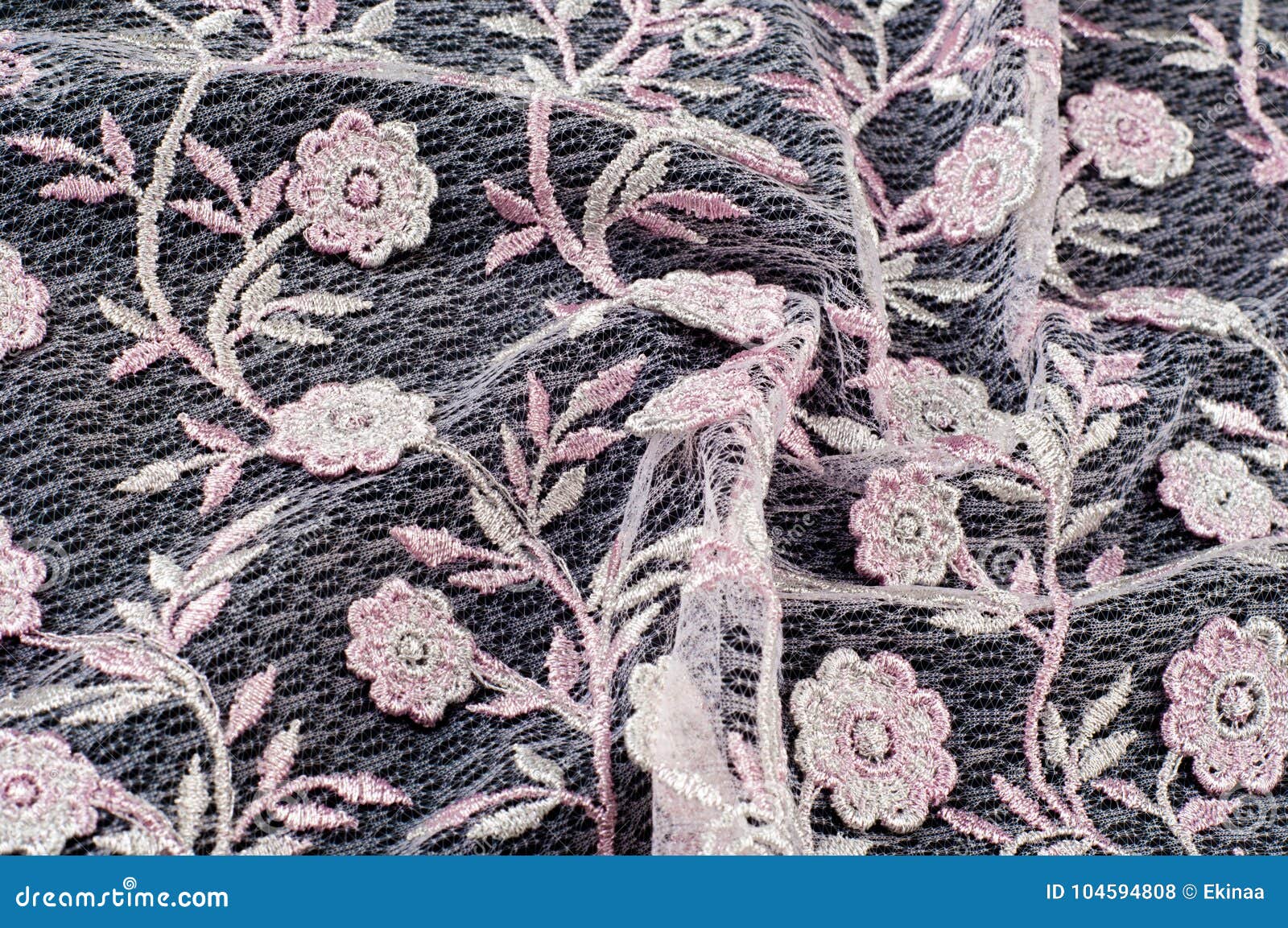 Texture, Background, Pattern. Pink Lace Decorated with Flowers O Stock ...