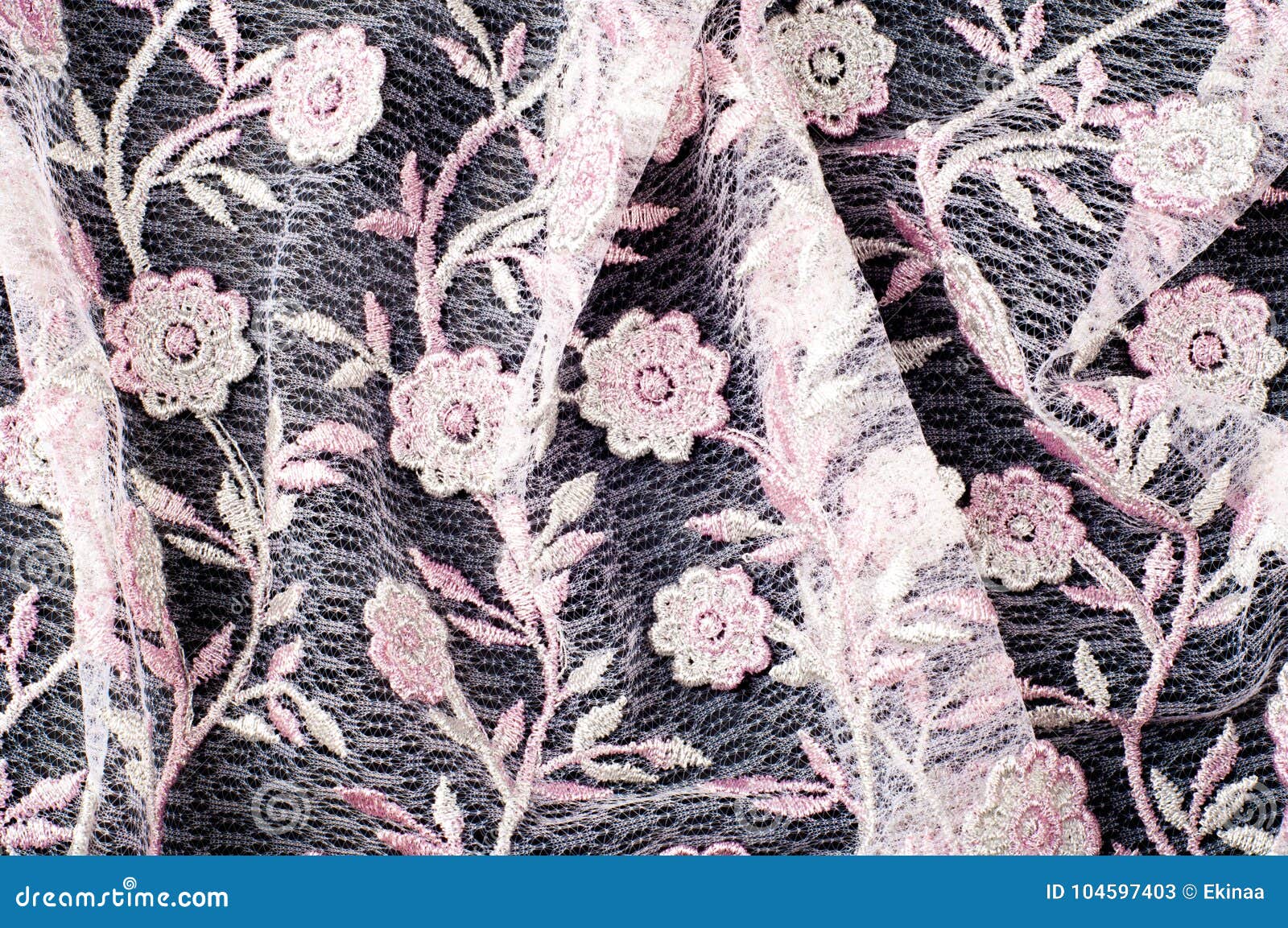 Texture, Background, Pattern. Pink Lace Decorated with Flowers O Stock ...