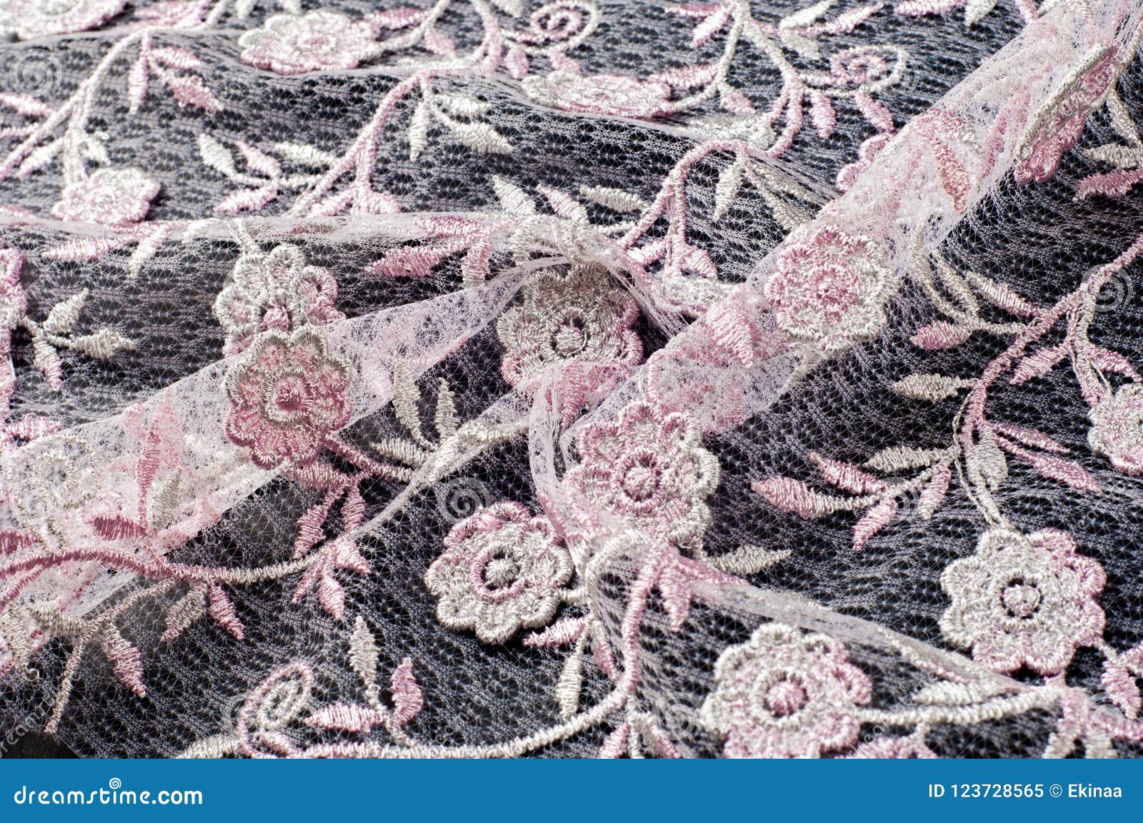 Texture, Background, Pattern. Pink Lace Decorated with Flowers O Stock ...