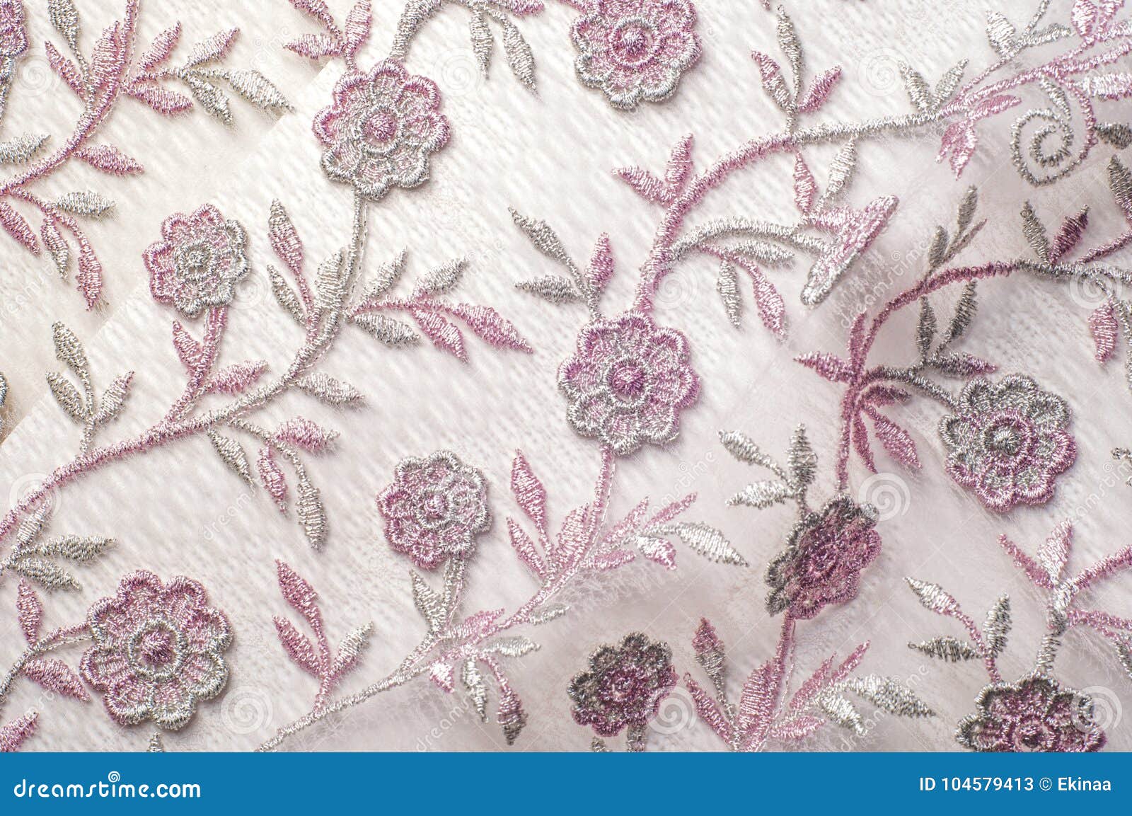 Texture, Background, Pattern. Pink Lace Decorated with Flowers O Stock ...
