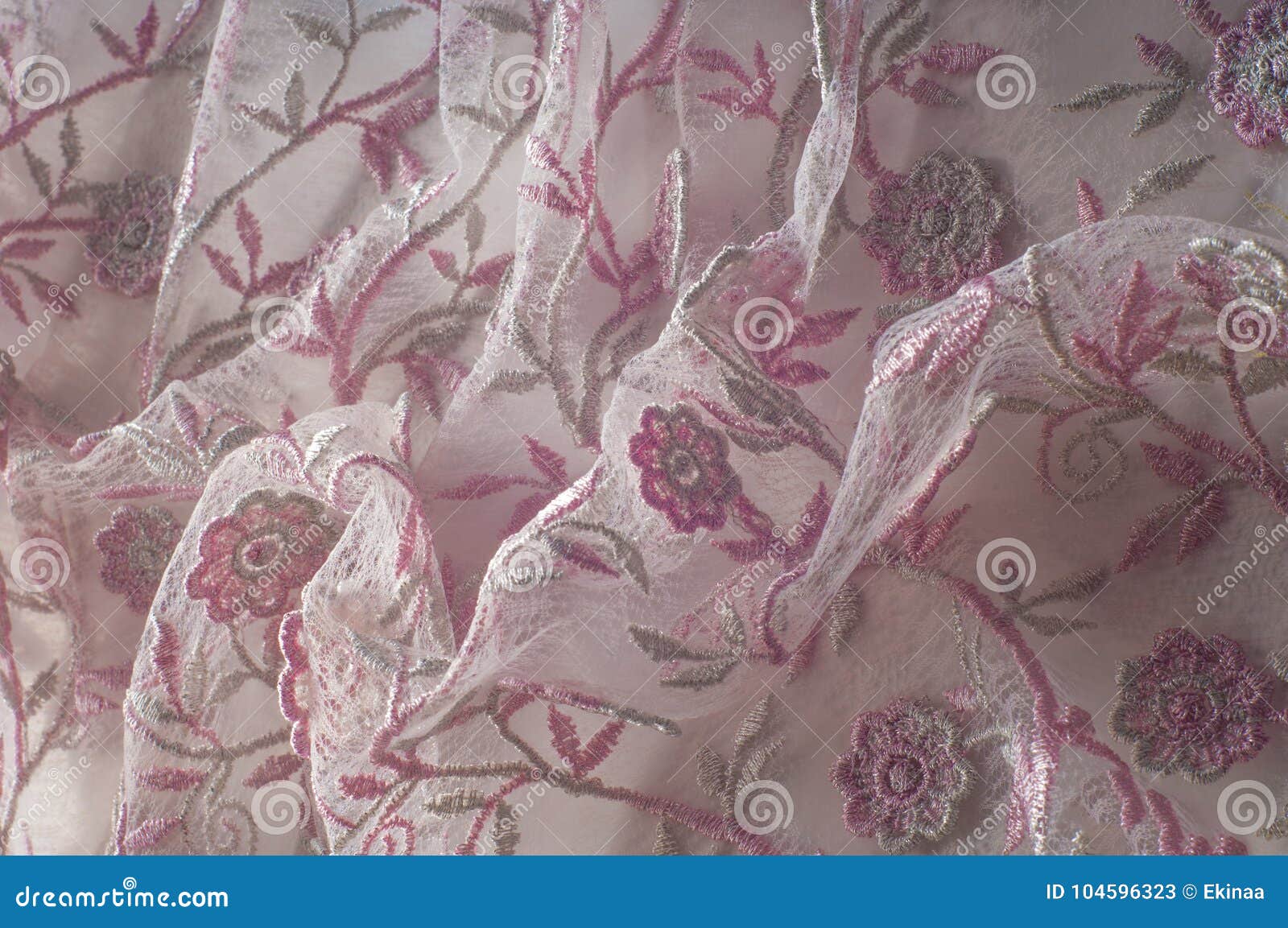 Texture, Background, Pattern. Pink Lace Decorated with Flowers O Stock ...