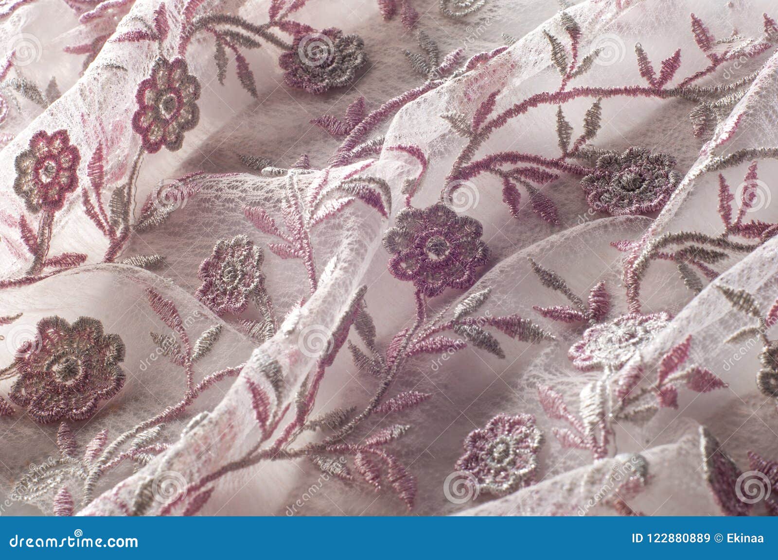 Texture, Background, Pattern. Pink Lace Decorated with Flowers O Stock ...